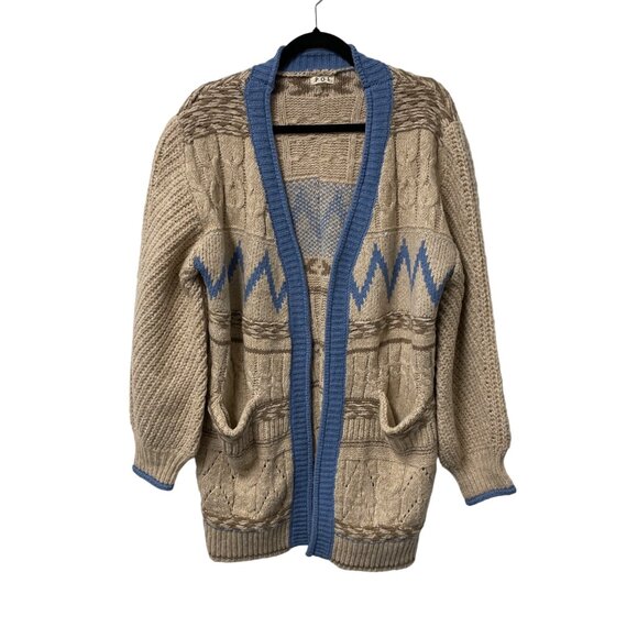 POL | Sweaters | Pol Cardigan Sweater Chunky Knit Balloon Sleeve Aztec ...
